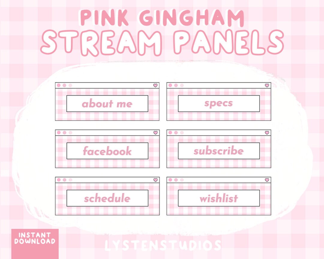 Pink Gingham Stream Panels / Aesthetic / Kawaii / Streamer / Cute ...