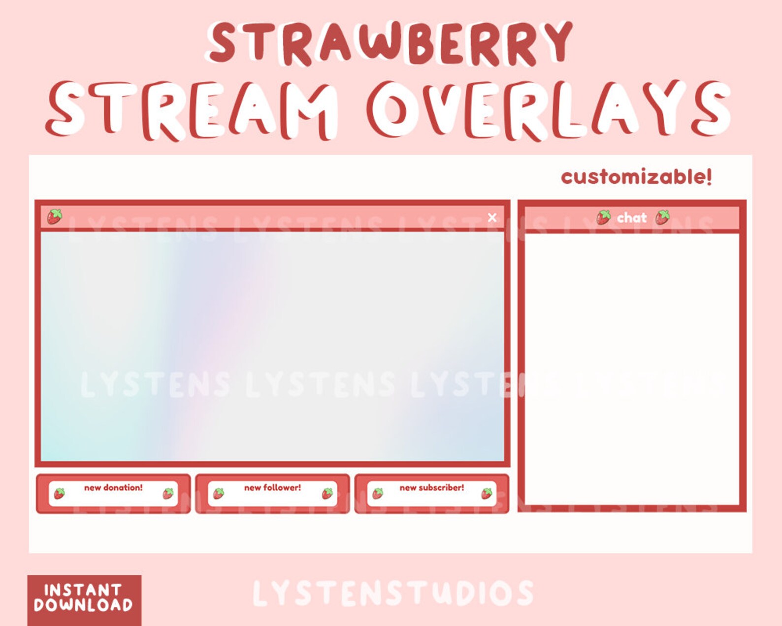 Strawberry Stream Overlays / Strawberries / Aesthetic / Kawaii ...