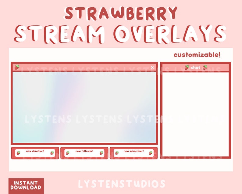 Strawberry Stream Overlays / Strawberries / Aesthetic / Kawaii ...