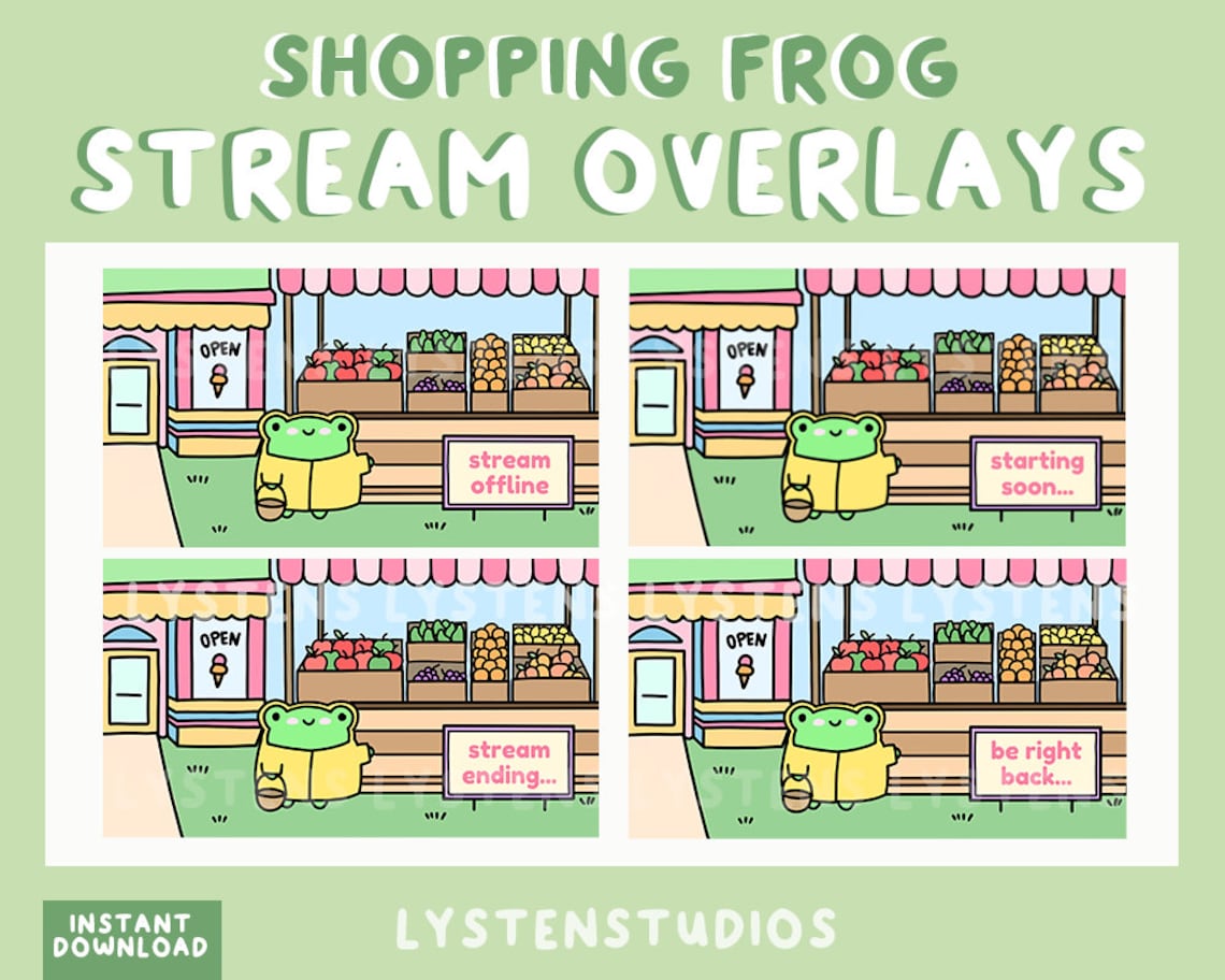 Shopping Frog Stream Overlay Screens / Starting Soon / Be Right Back ...
