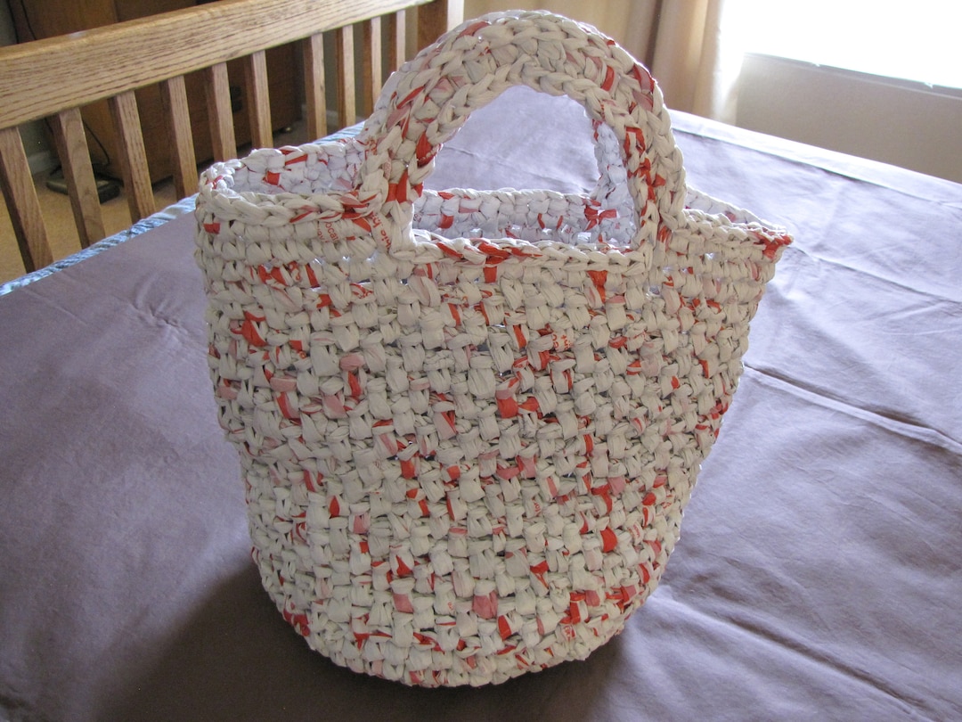 Handmade Women Crochet Reusable Plarn Handbag Bottom Round Bag - Etsy