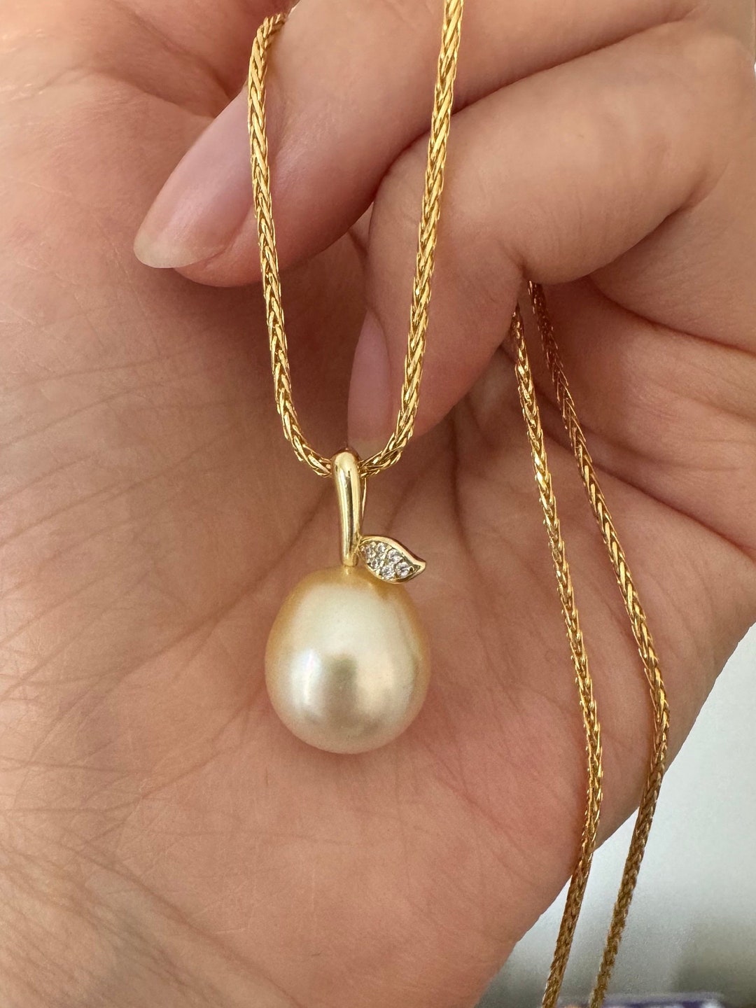 Natural South Sea Baraque Gold Pearl; Fruit Design Pearl Pendant; High ...