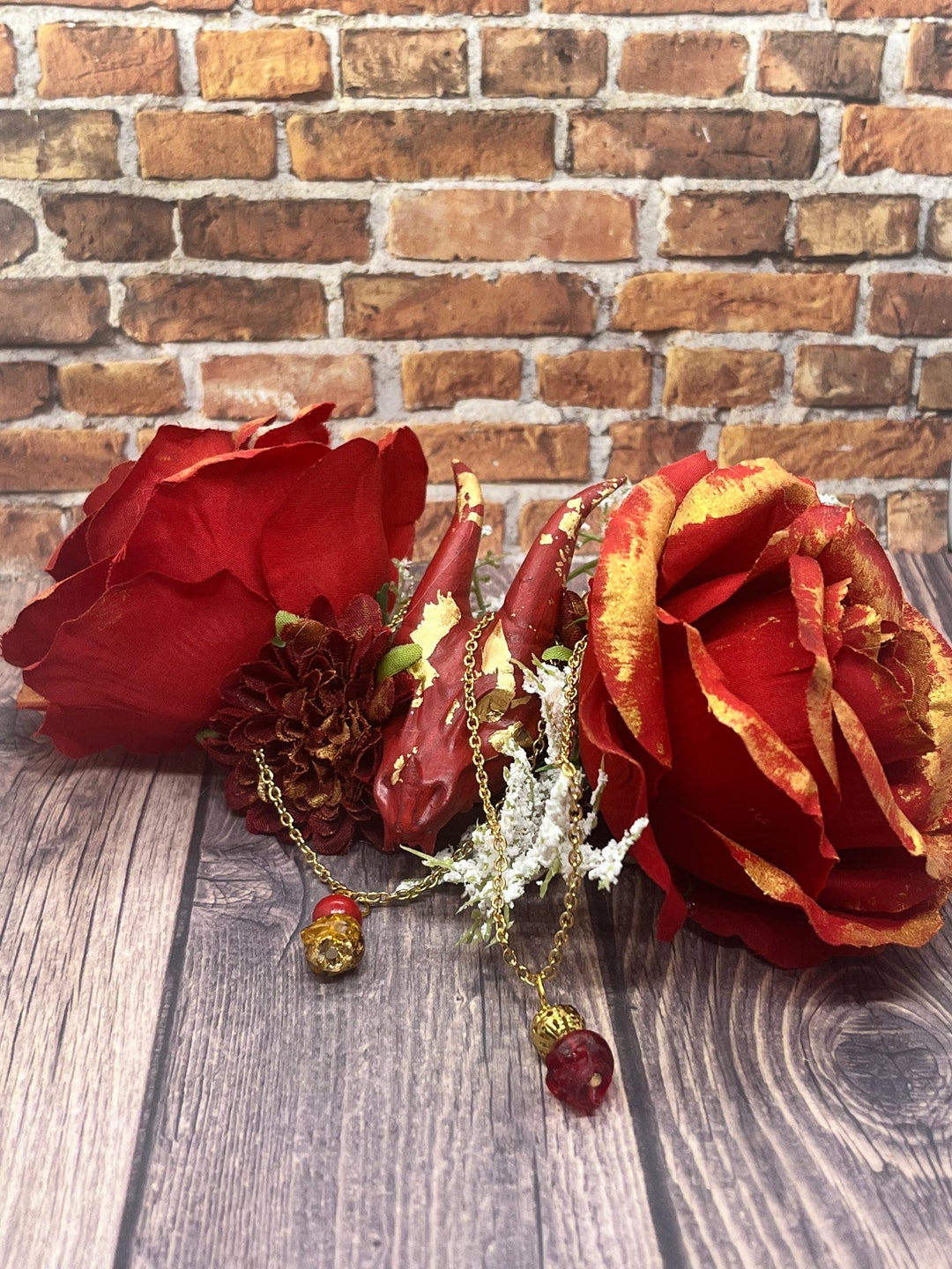 Gold and Red Dragon Hair Clip - Etsy