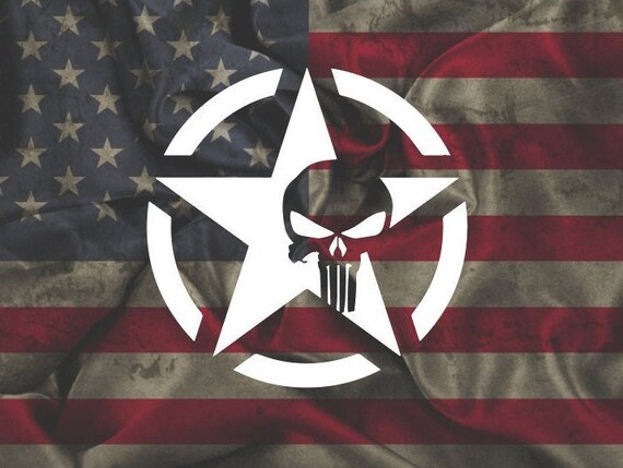 Military Skull Star Sticker/decal - Etsy