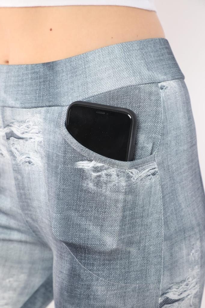 Premium Stone Grey Denim Jeans Style Women's Leggings W/pockets / Work ...