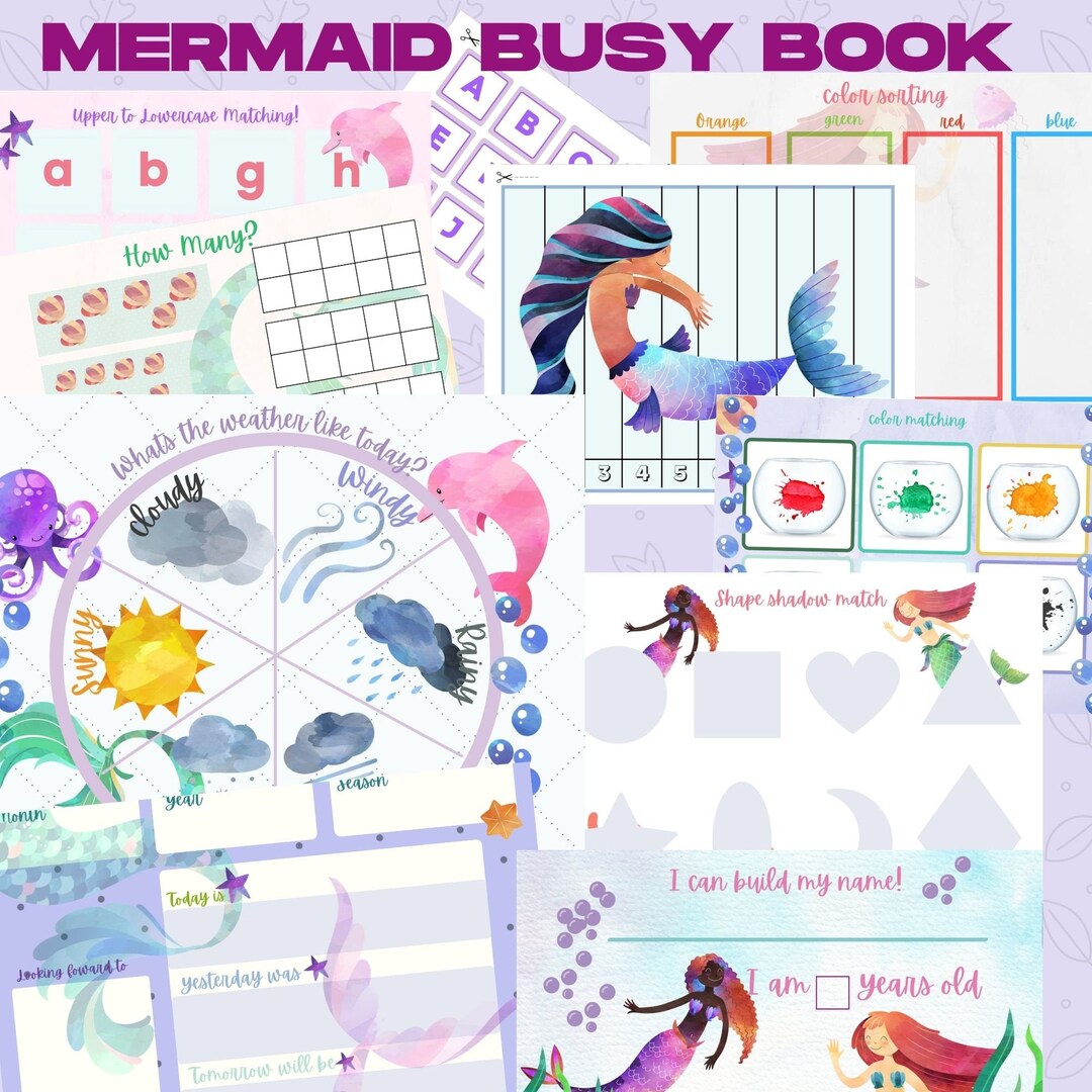 Mermaid Themed Activity Binder | Printable Pre K - Kindergarten Busy ...