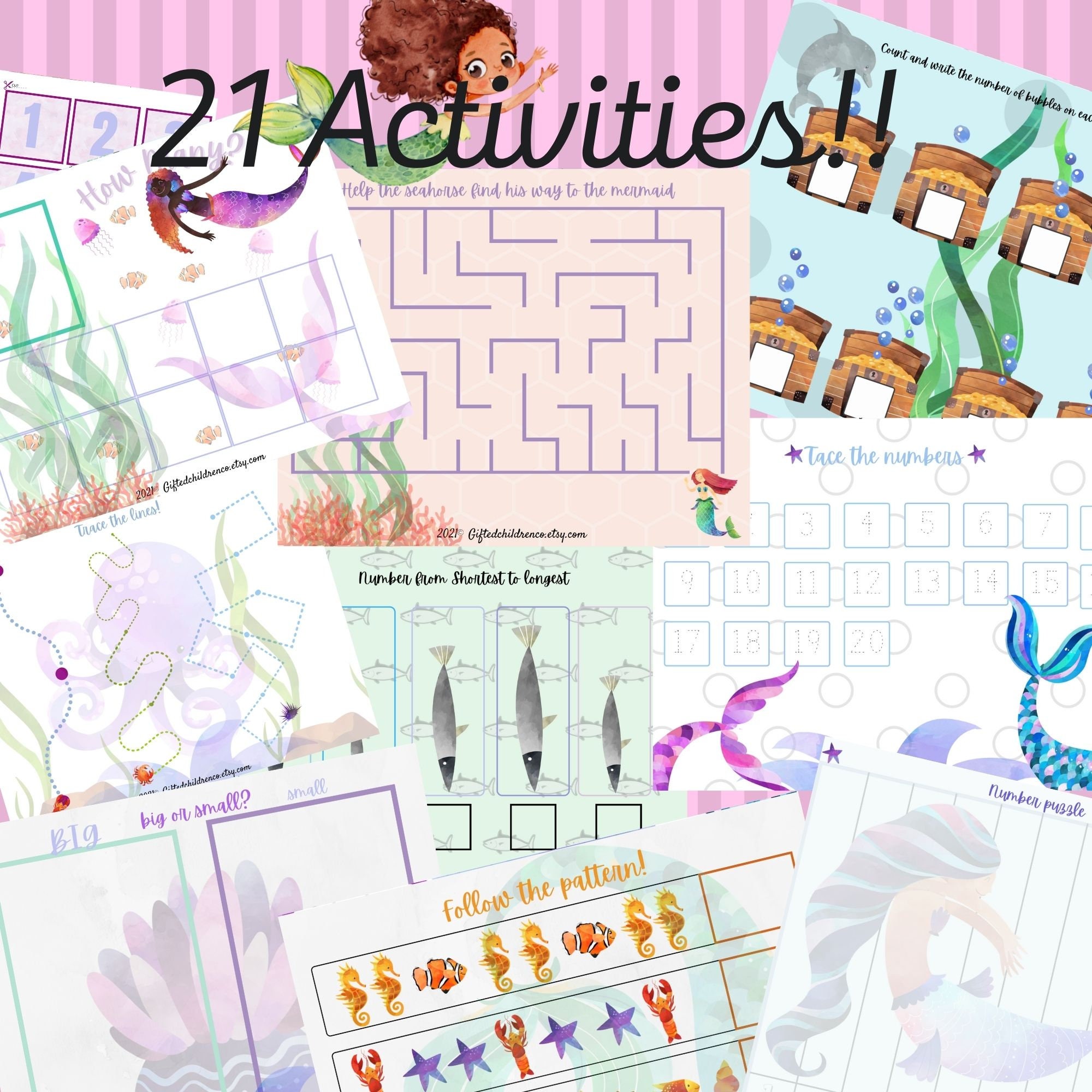 Mermaid Themed Activity Binder | Printable Pre K - Kindergarten Busy ...