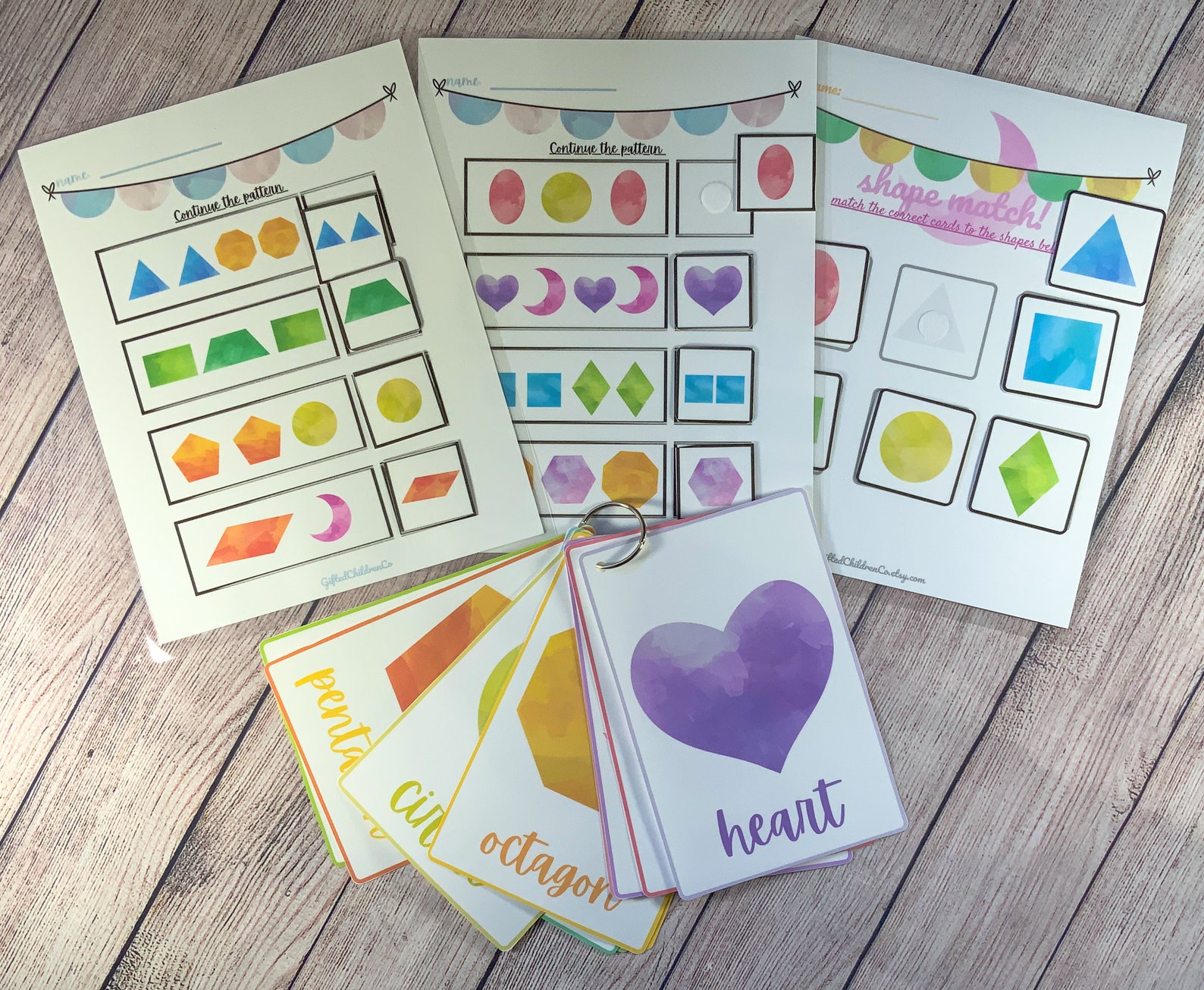 Jumbo Shapes Flashcards Pattern and Shape Matching Bundle | Shapes ...