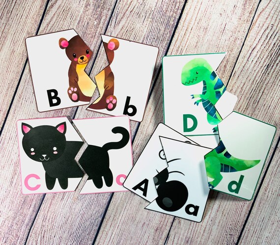 Alphabet Puzzle Cards Printable A to Z Puzzle Letter | Etsy