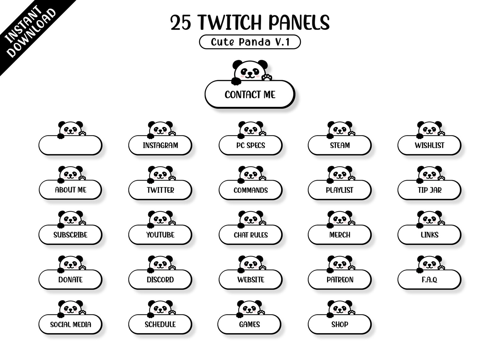 50 Twitch Cute Panels Panda / Streamer / Animal / Gamer / - Etsy