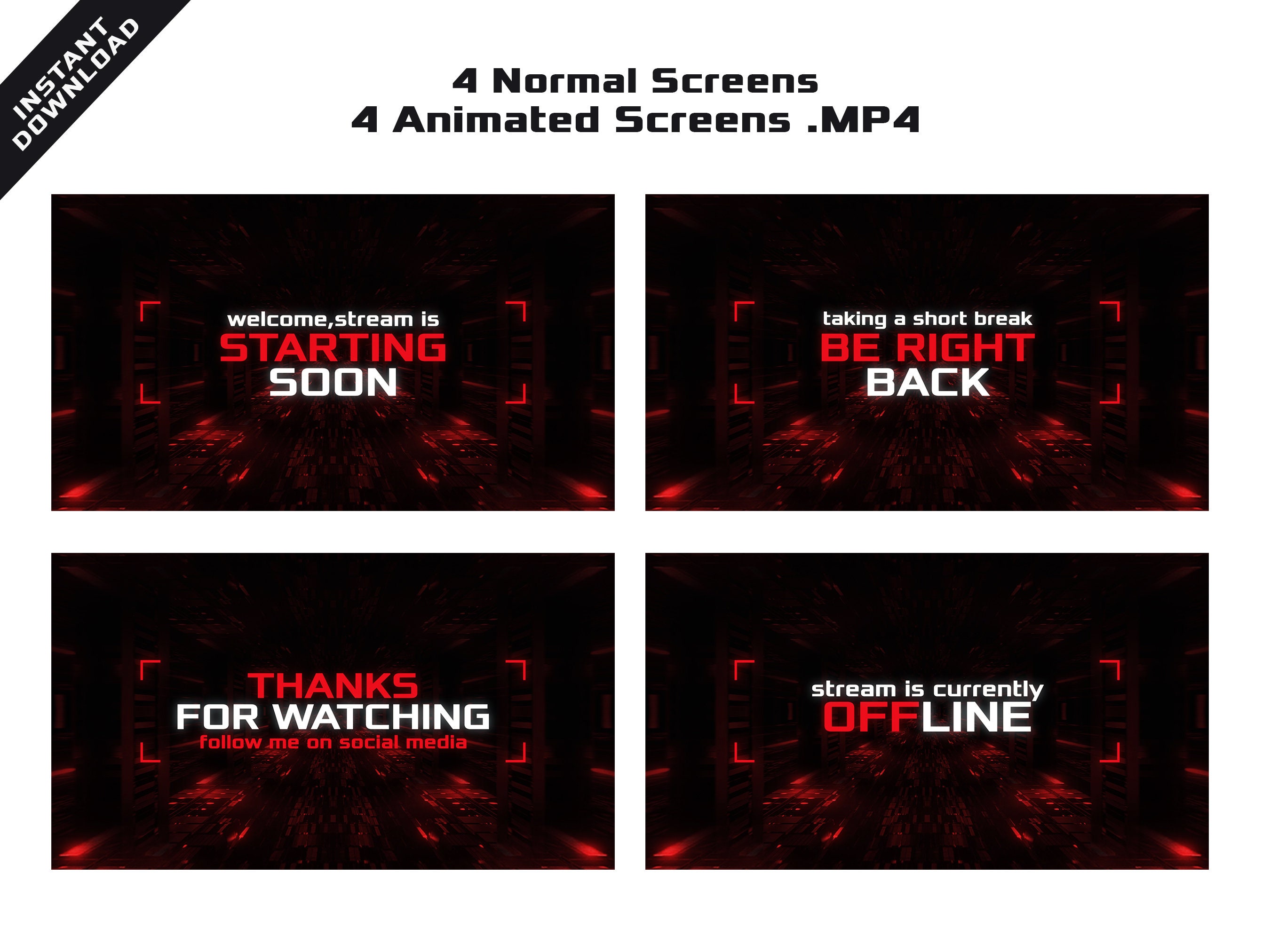 Twitch Overlay Package Energy of Red / Animated / Offline ...