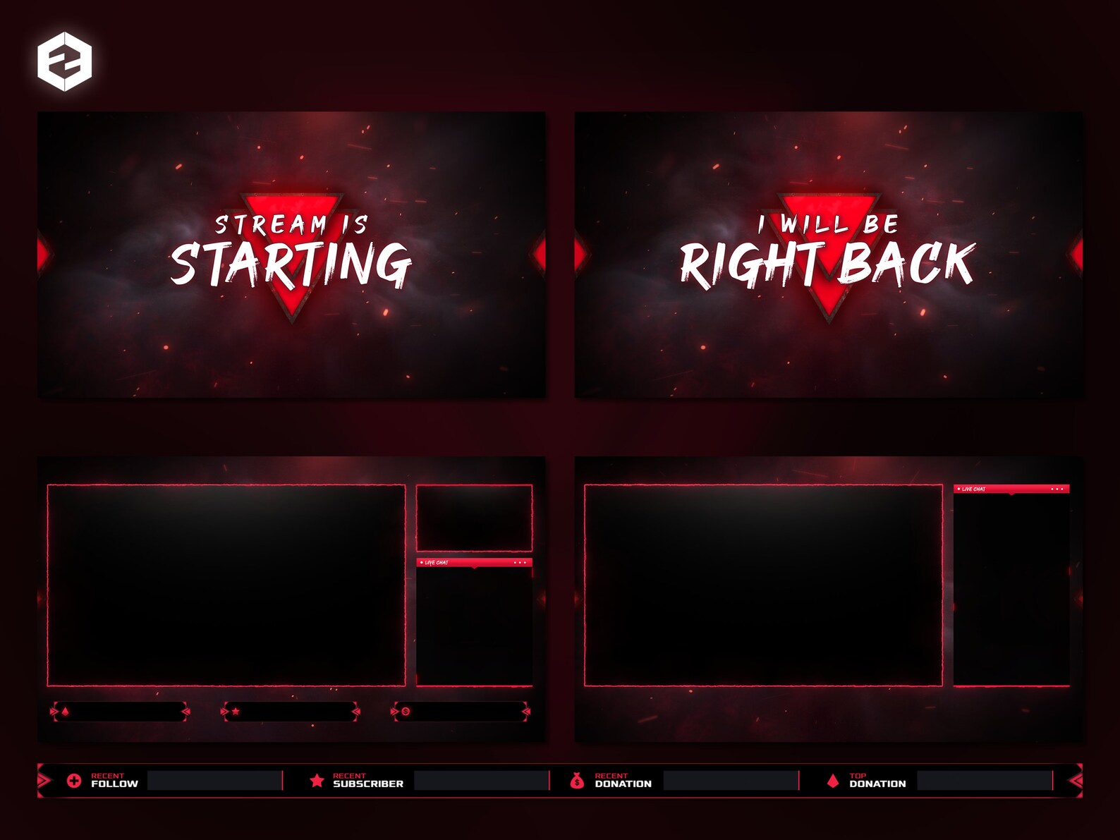 Animated Fiery Triangles Twitch Overlays Pack - Complete Stream Package ...