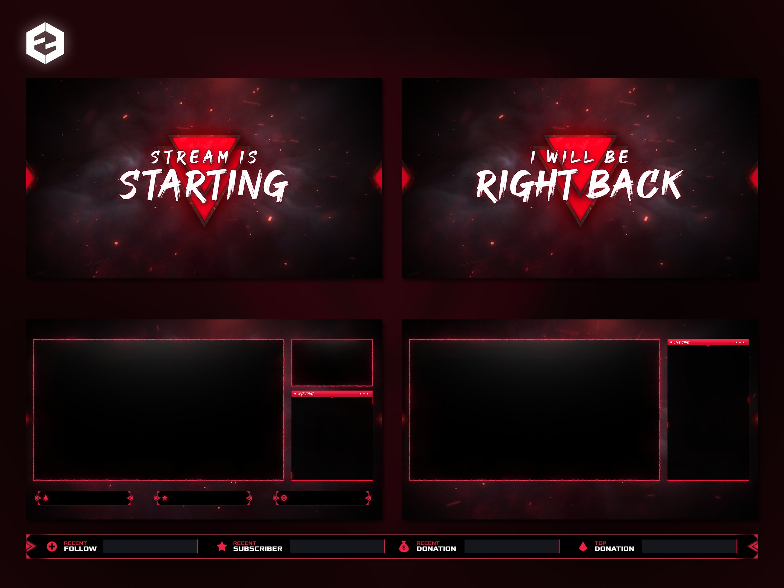 Animated Fiery Triangles Twitch Overlays Pack - Complete Stream Package ...