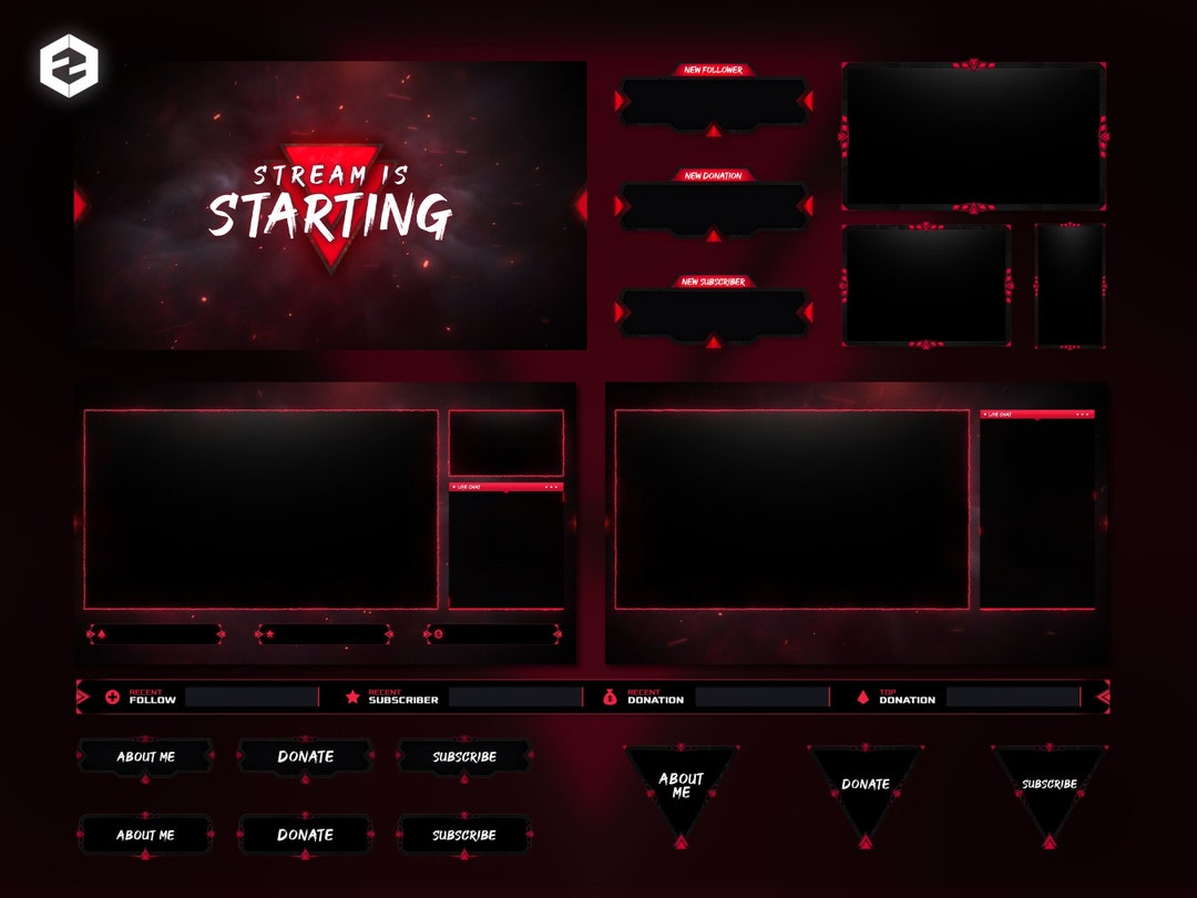 Animated Fiery Triangles Twitch Overlays Pack - Complete Stream Package ...