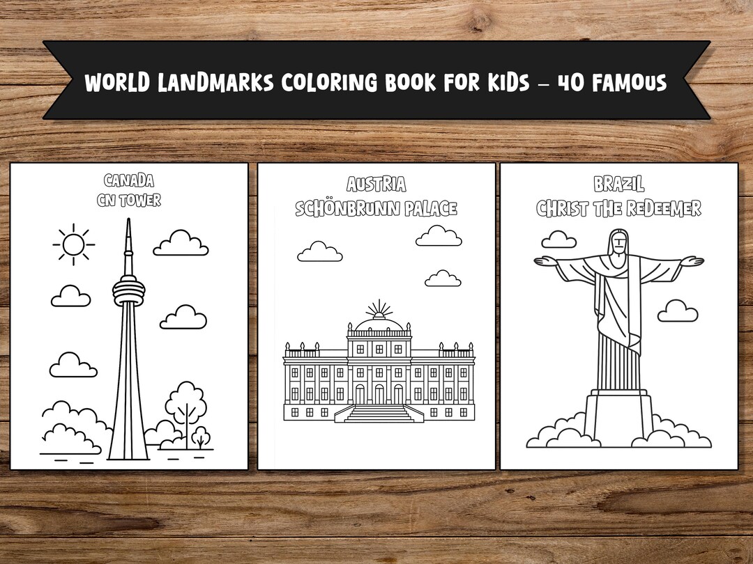 World Landmarks Coloring Book for Kids – 40 Famous Places to Color ...