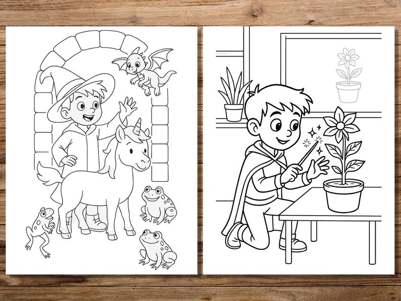 Magic School Coloring Book for Kids | 21 Fun Pages | Wizard Adventures ...