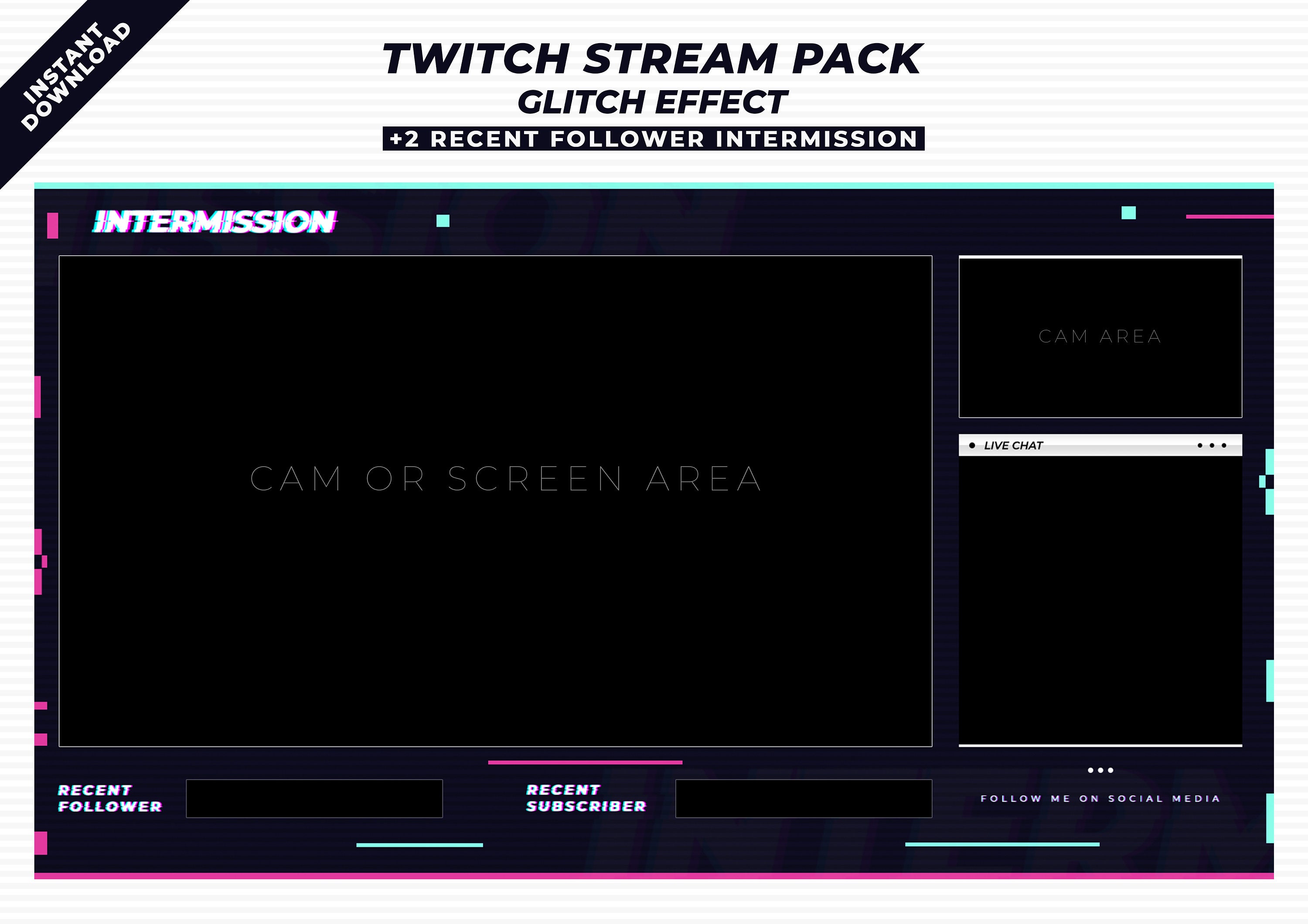 Stream Overlay Package Glitch Effect / Streamer / Offline / - Etsy