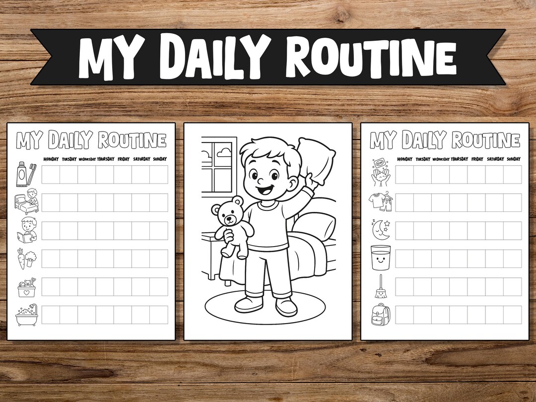 Kids Daily Routine Coloring Book, Chore Chart, Preschool Learning ...