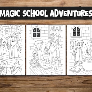 Magic School Coloring Book for Kids | 21 Fun Pages | Wizard Adventures ...