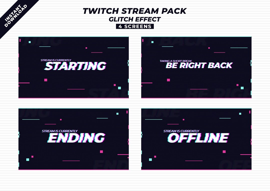 Stream Overlay Package Glitch Effect / Streamer / Offline ...