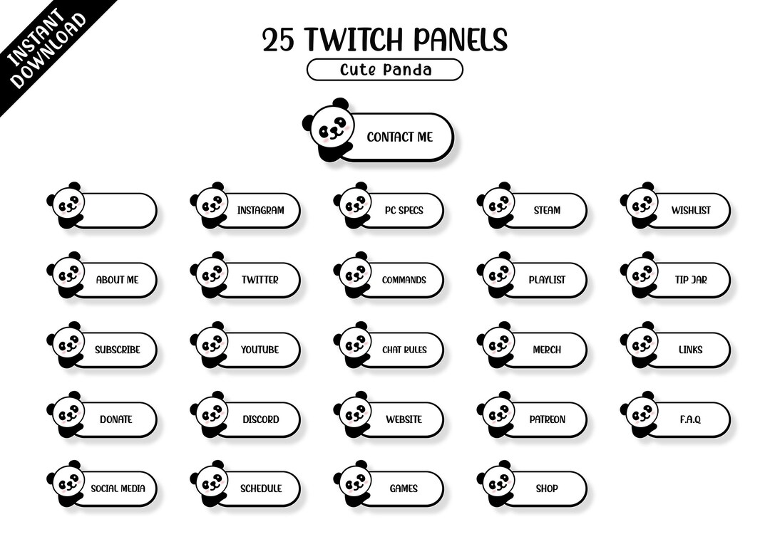 50 Twitch Cute Panels Panda / Streamer / Animal / Gamer / - Etsy