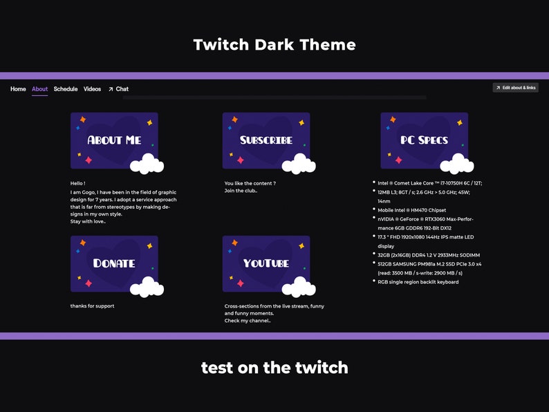 Purple Love Twitch Panels - Etsy