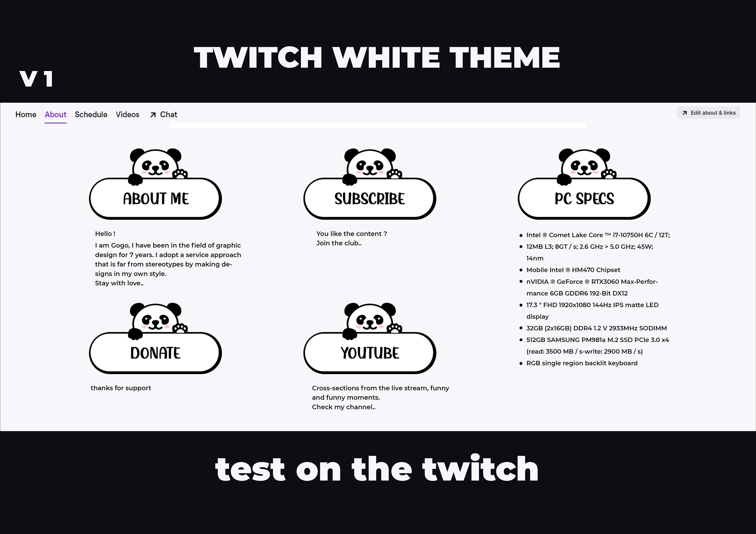 50 Twitch Cute Panels Panda / Streamer / Animal / Gamer / - Etsy