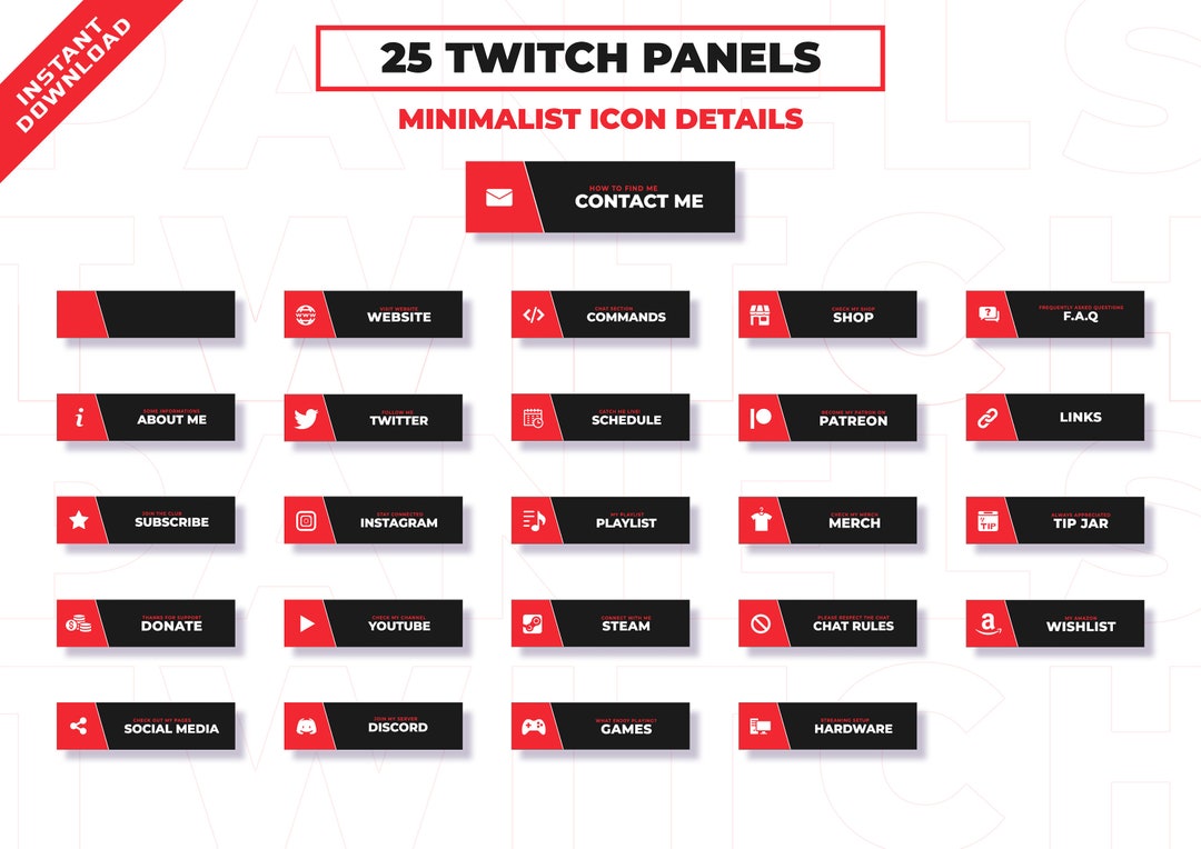 Twitch Panels Minimalist Icon Details - Etsy