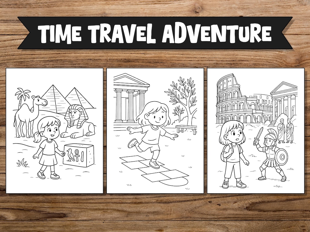 Time Travel Coloring Book for Kids, Printable History & Adventure Pages ...