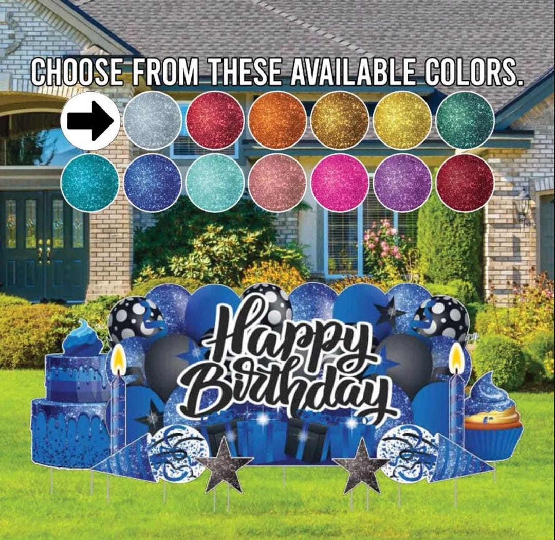 Happy Birthday Yard Card Display, Birthday Lawn Sign, 9pc Birthday ...