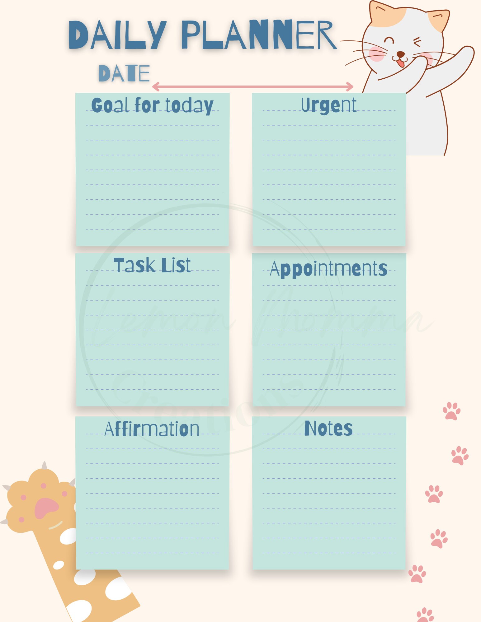 Printable Planner Cat Planner Planner Pages Printable Cat - Etsy