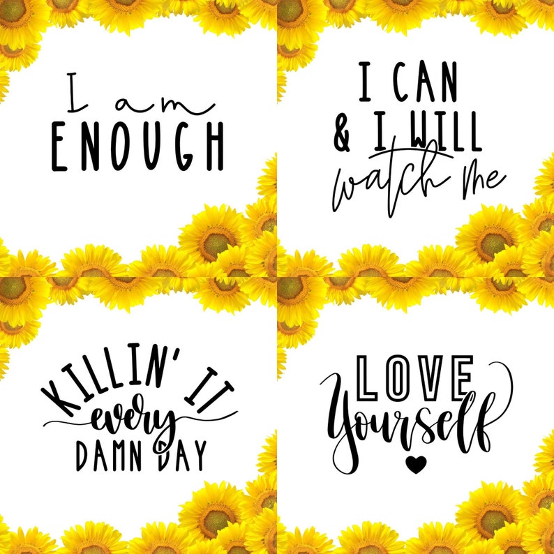 Printable Sunflower Positive Affirmation Cards Positive - Etsy