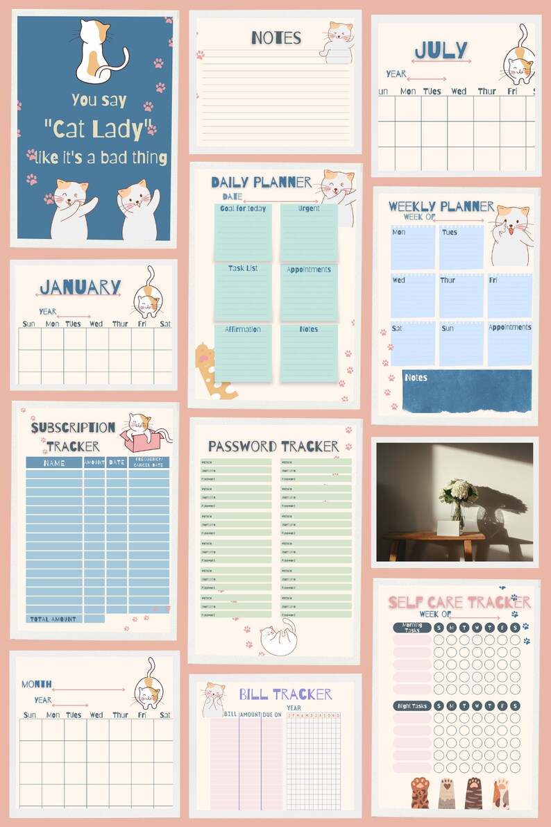 Printable Planner Cat Planner Planner Pages Printable Cat - Etsy
