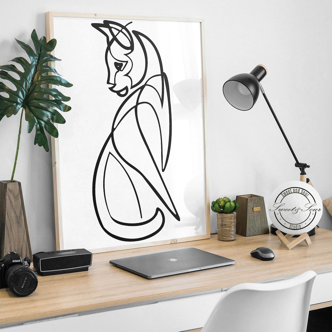 Cat/ Minimalist Line Art Cat/ Continuous Line Cat/ SVG/ DXF/ Eps/png ...