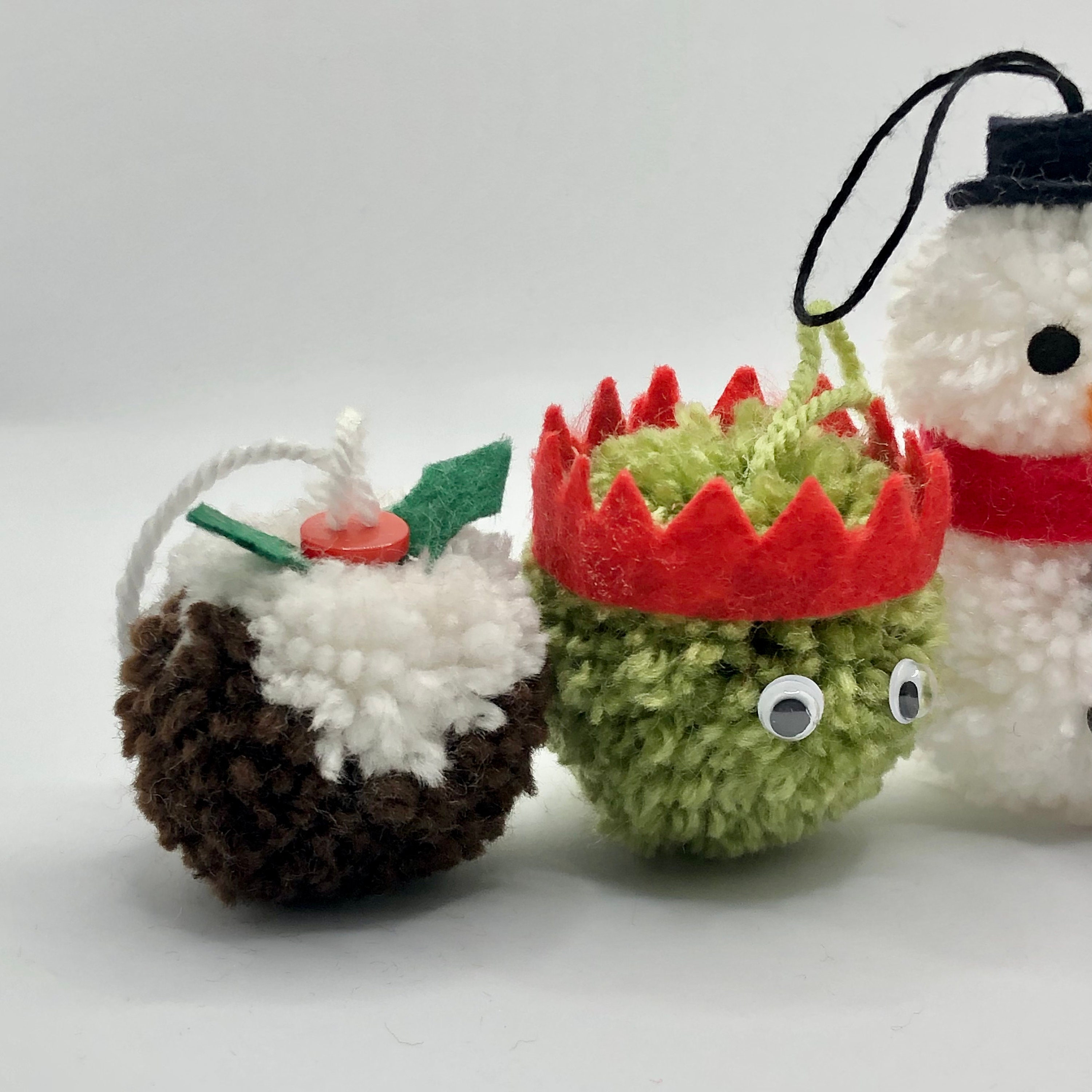 Set of 4 Assorted Pom Pom Christmas Tree Decorations - Etsy UK