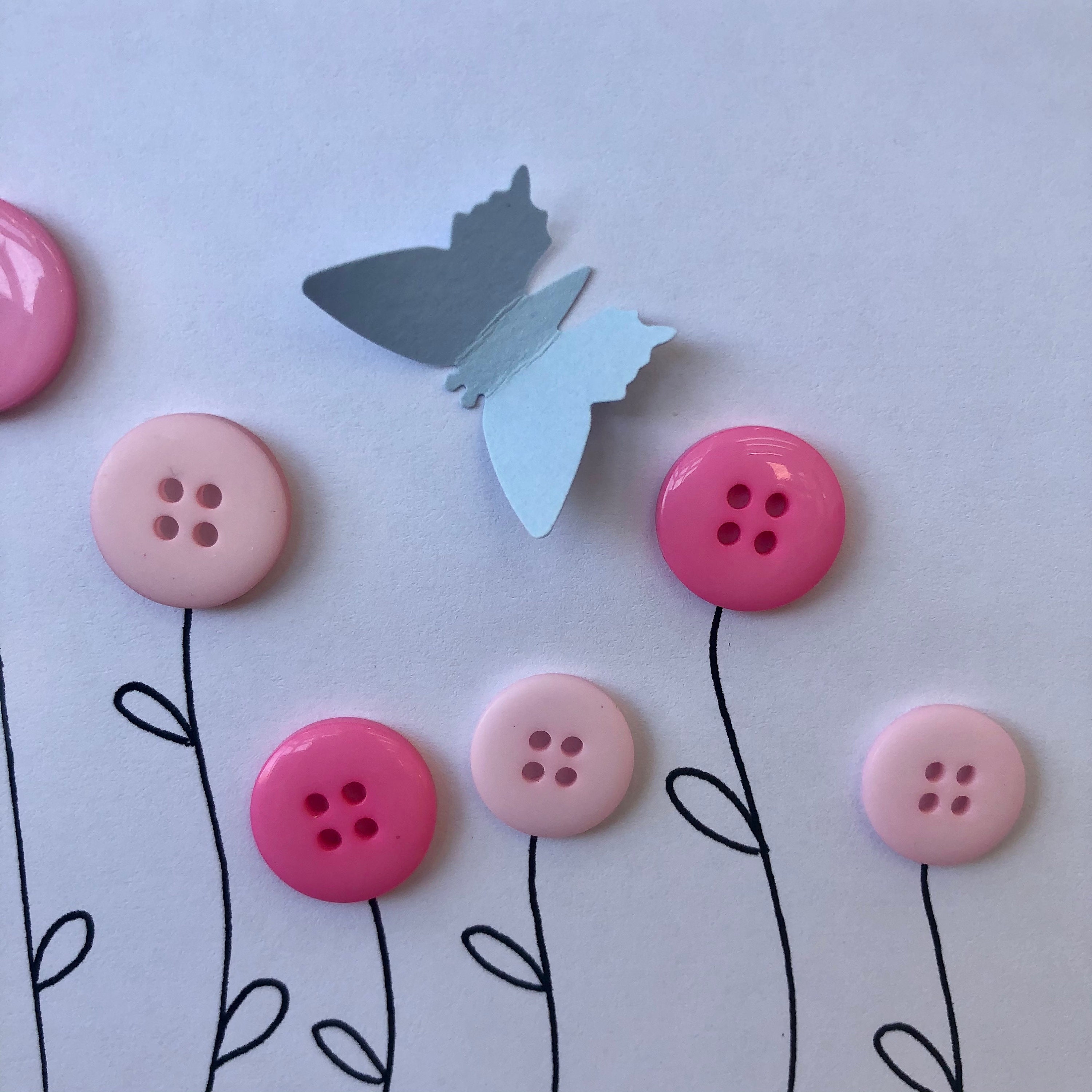 Pink Flowers Handmade Framed Button Art Picture Gift - Etsy