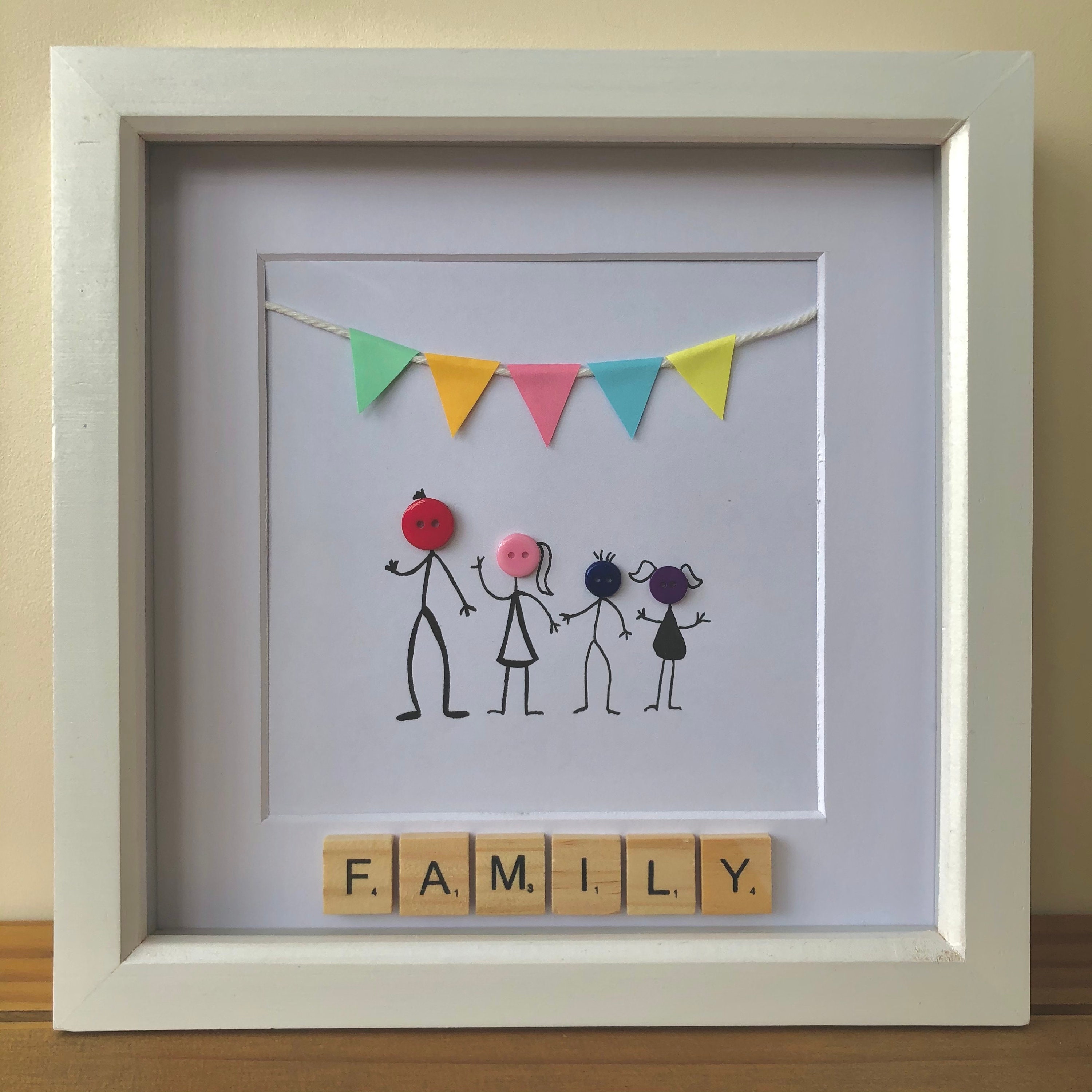 Button Family - Handmade Personalised Framed Button Art Picture Gift ...