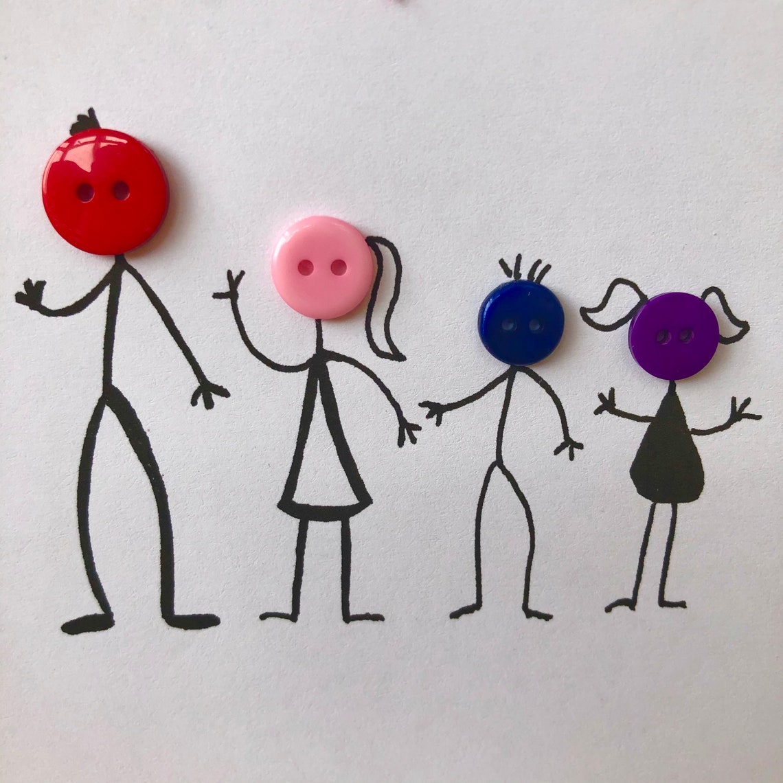 Button Family - Handmade Personalised Framed Button Art Picture Gift ...