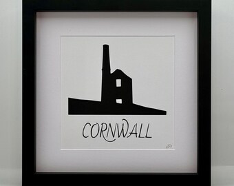 Cornish Tin Mine Engine House Silhouette - Handmade Framed Art Picture ...