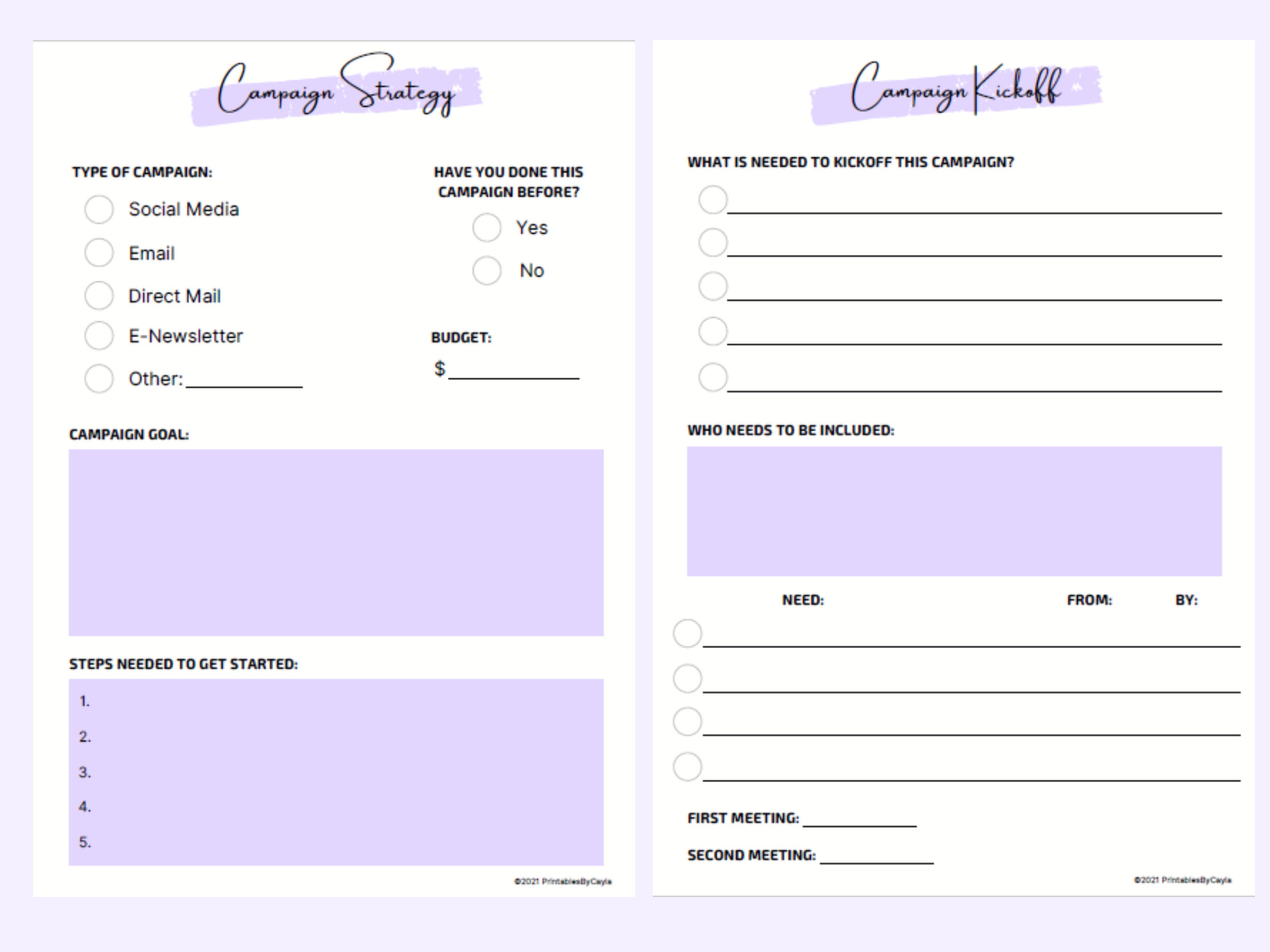 The Marketing Campaign Planner | Easy Marketing Planning | Instant 8.5 ...