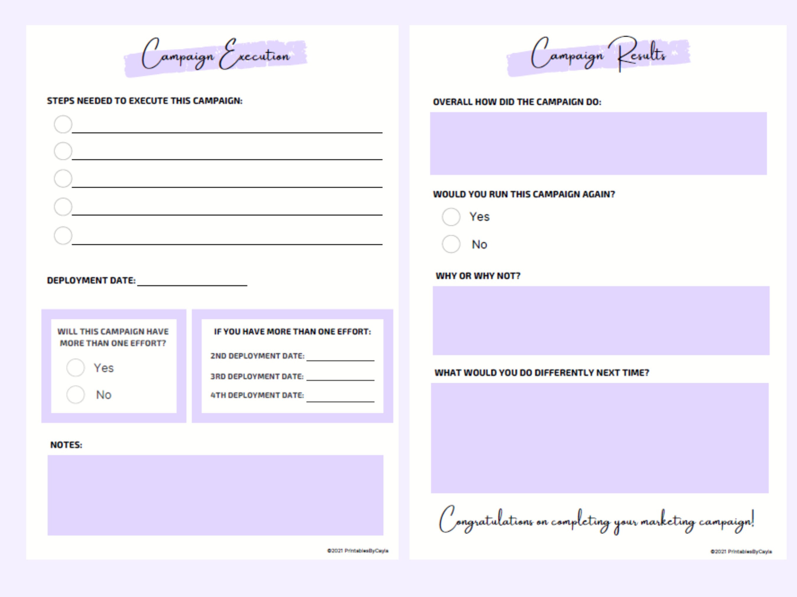 The Marketing Campaign Planner | Easy Marketing Planning | Instant 8.5 ...