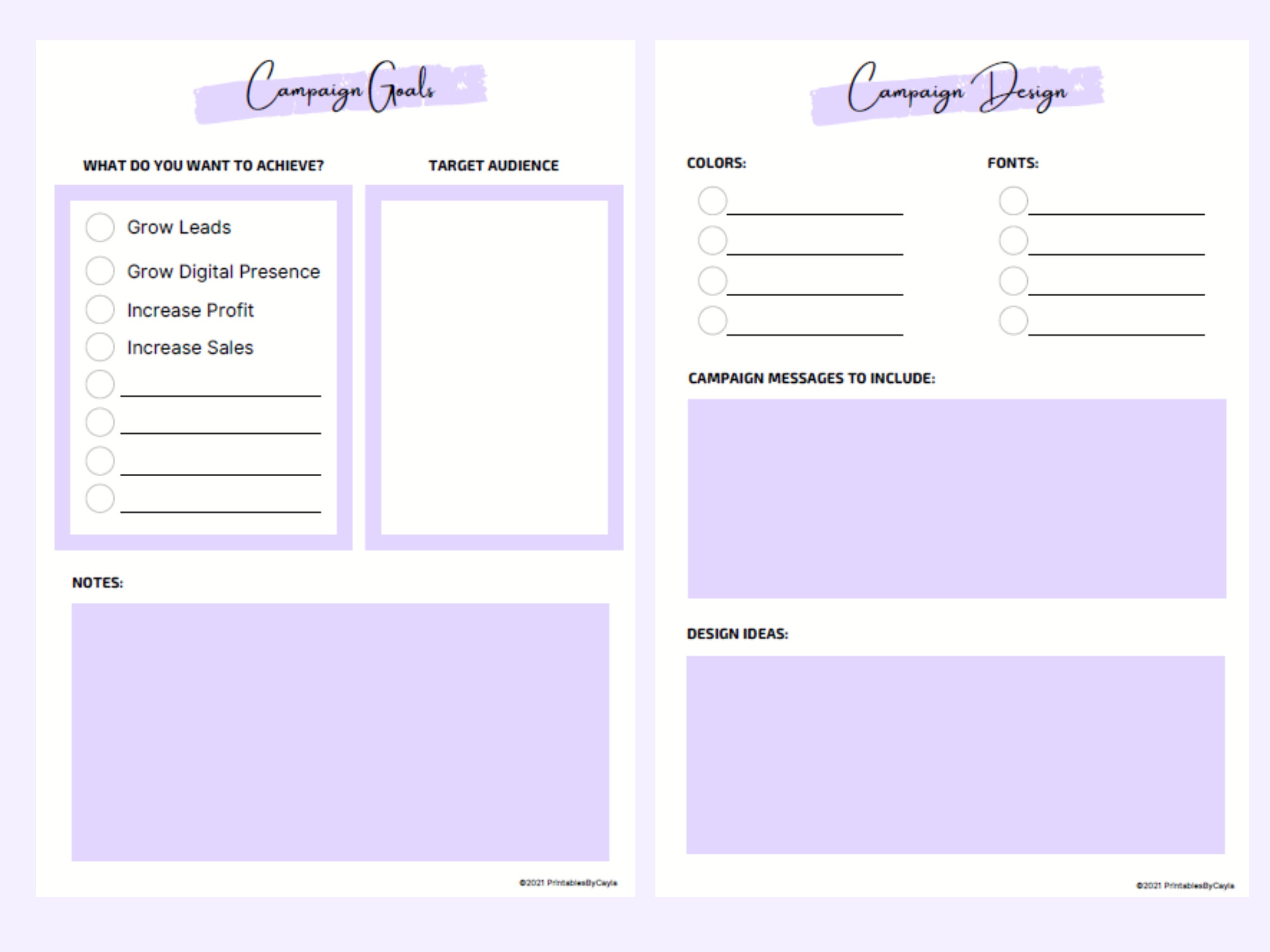 The Marketing Campaign Planner | Easy Marketing Planning | Instant 8.5 ...