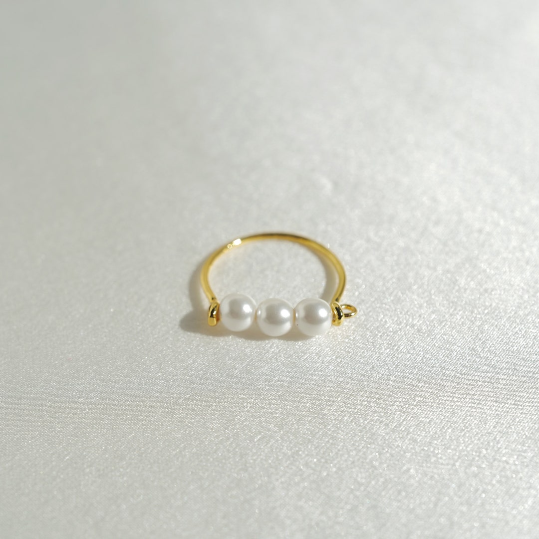 Elegant Gold Pearl Stacking Ring • Handcrafted Jewelry • Minimalist ...