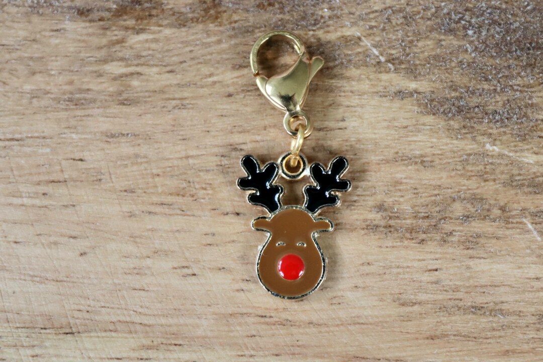 REINDEER RUDOLPH RED NOSE Brown Stitch Marker Progress Marker Stitch ...