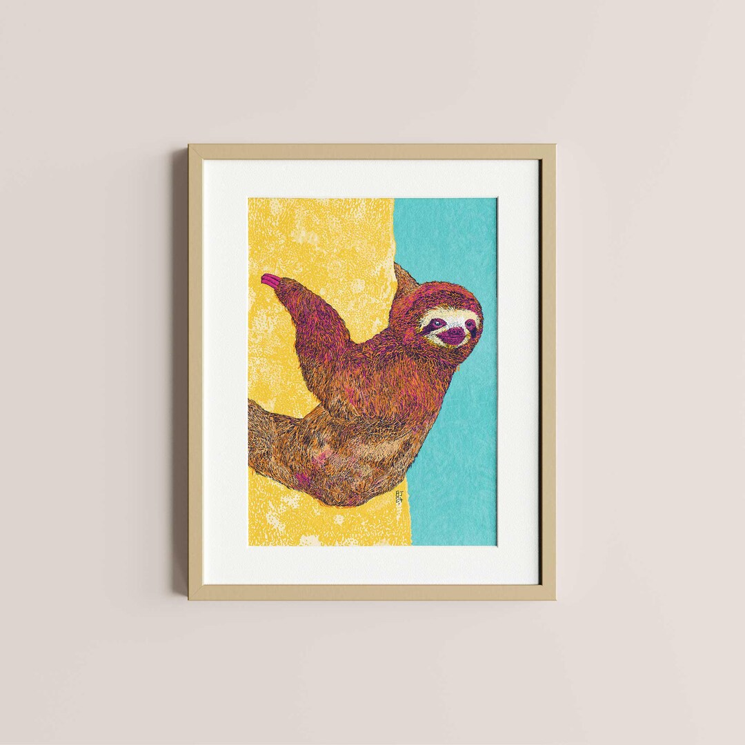 Sloth Print | Modern Art Decor, Nature Art, Sloth Lovers | Unframed - Etsy