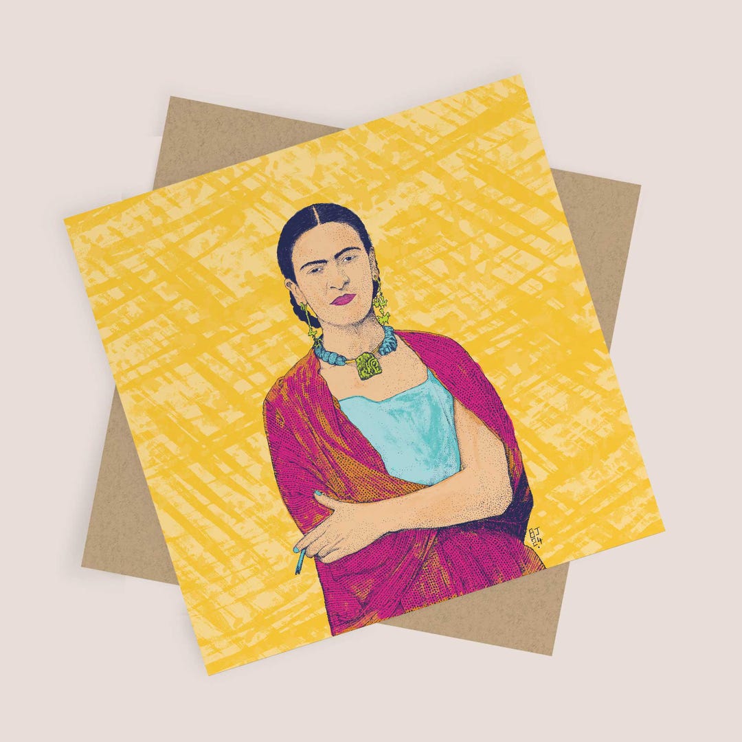 Frida Portrait Card | Iconic Female Artist | Vibrant Coloured ...