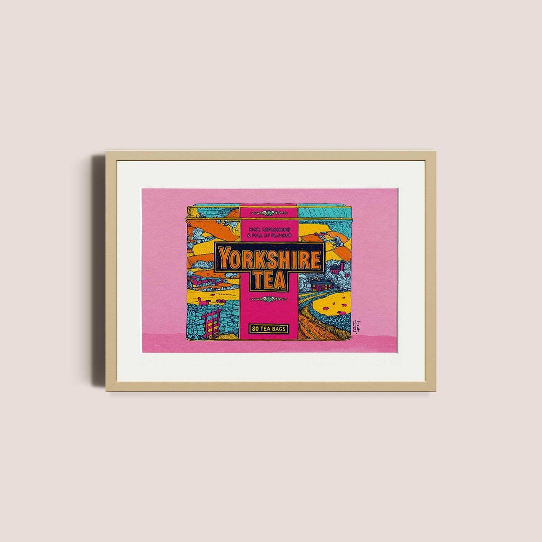 Yorkshire Tea Box Pink Background | Iconic Yorkshire Tea Print | Wall ...