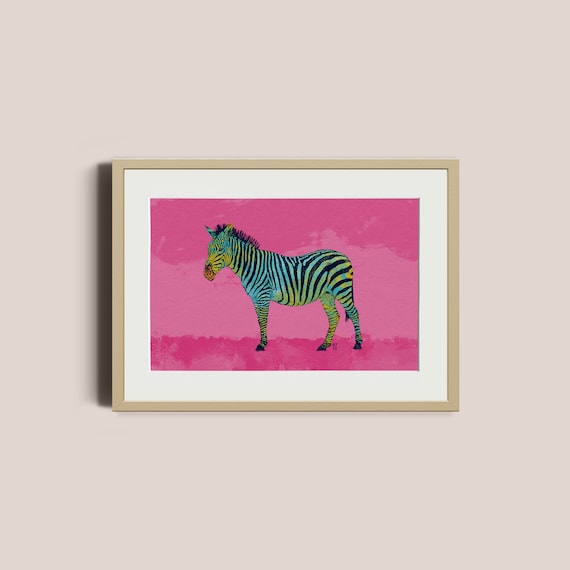 Stampa Animale Zebra Rosa Stampa Su Legno Puledro Di Zebra