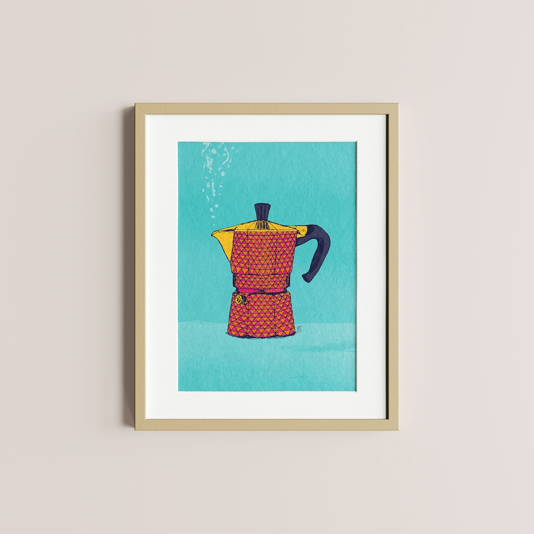 Coffee and Colour | Moka Pot Print | Espresso Poster | Colourful Moka ...