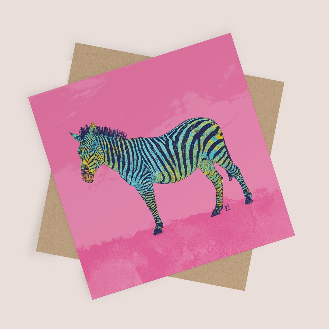 Zebra L Greetings Card | Blank Card and Kraft Envelope | All Occasions ...